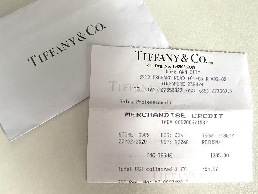 Tiffany & Co Voucher $1285, Women's Fashion, Watches & Accessories ...
