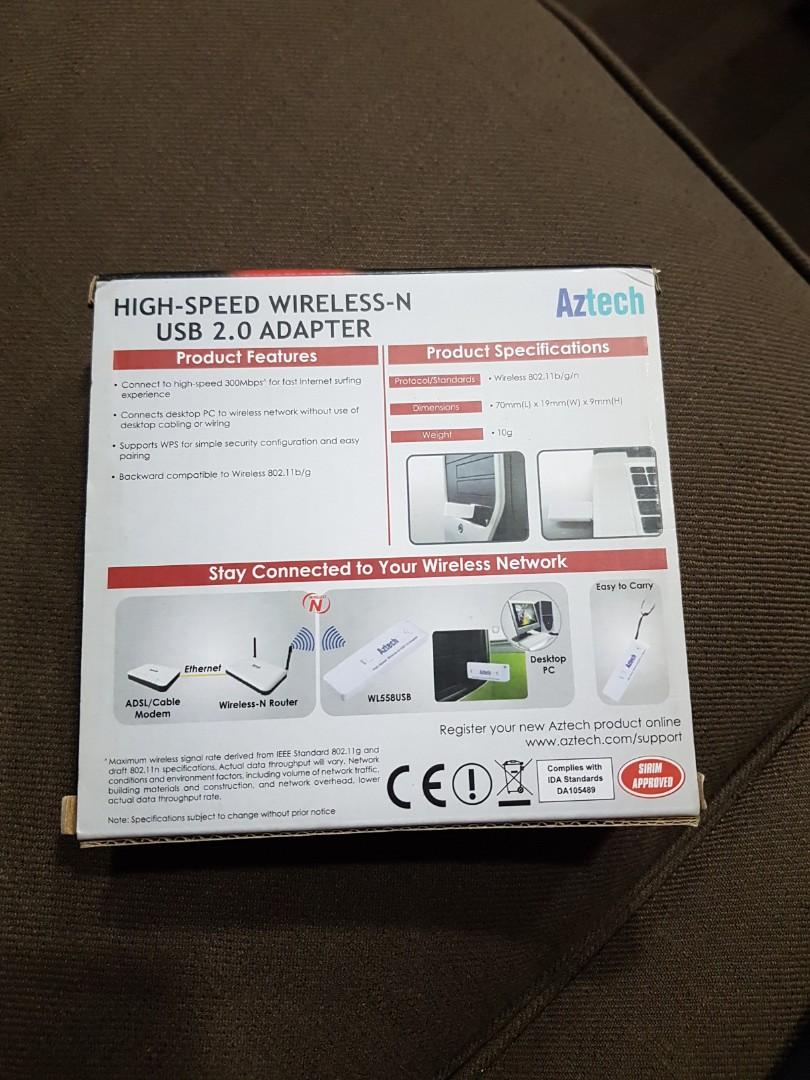 Aztech Wireless Adapter USB2.0, Computers & Tech, Parts & Accessories ...