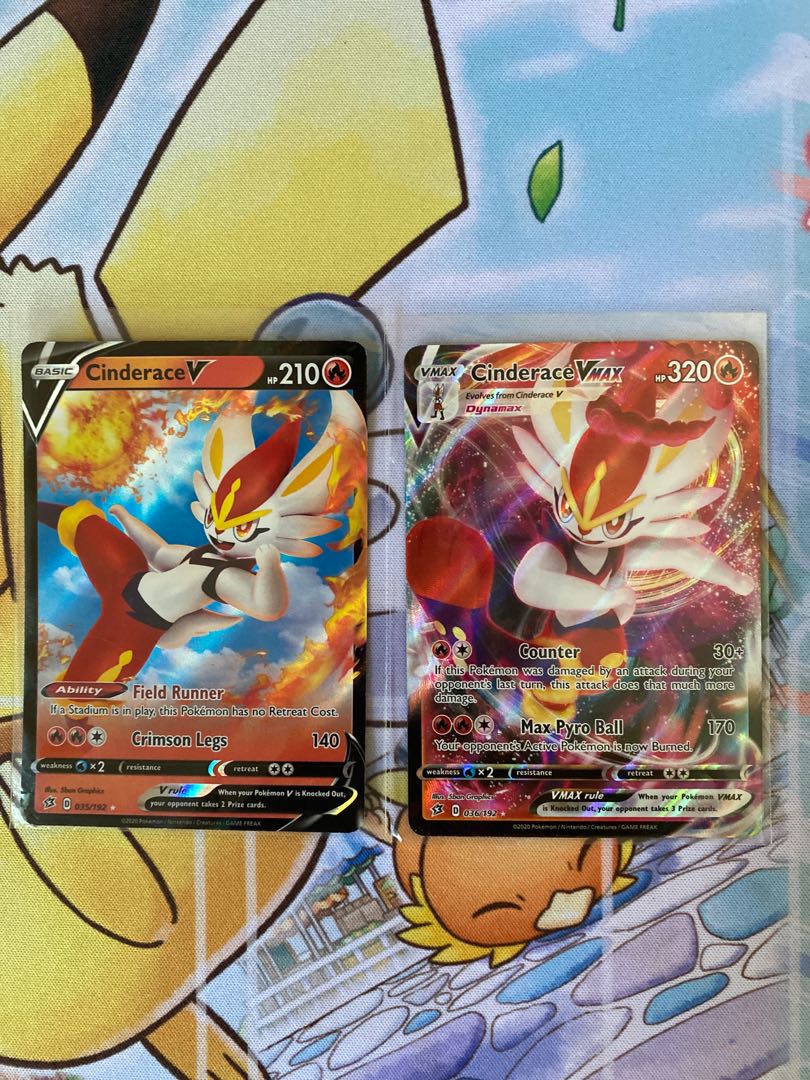 Cinderace V & VMAX (Rebel Clash), Hobbies & Toys, Toys & Games on Carousell