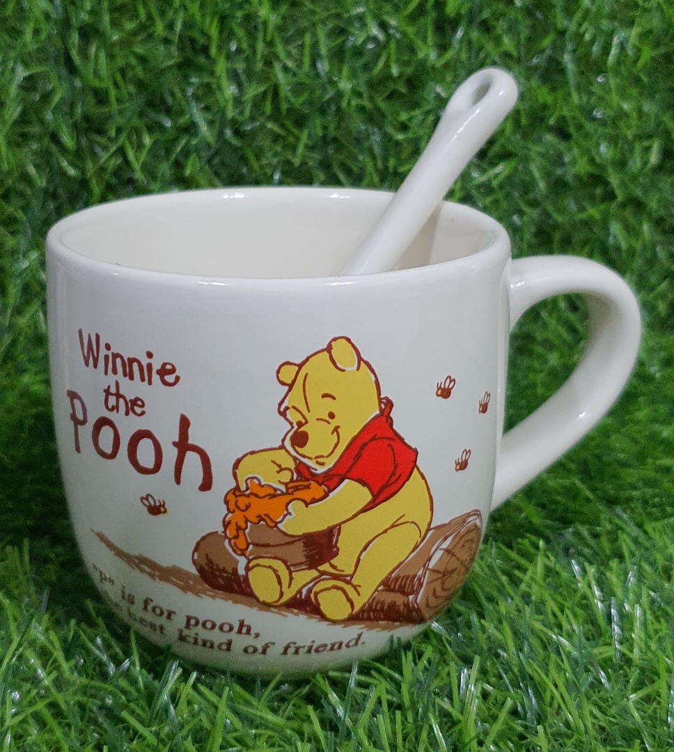 Disney Winnie the Pooh Cup with Spoon (8cm x 8cm), Furniture & Home ...