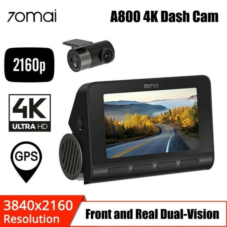 Xiaomi English 70mai Smart Dash Cam 4K A800 24h Guard Front Rear Parking Car DVR Driving ...