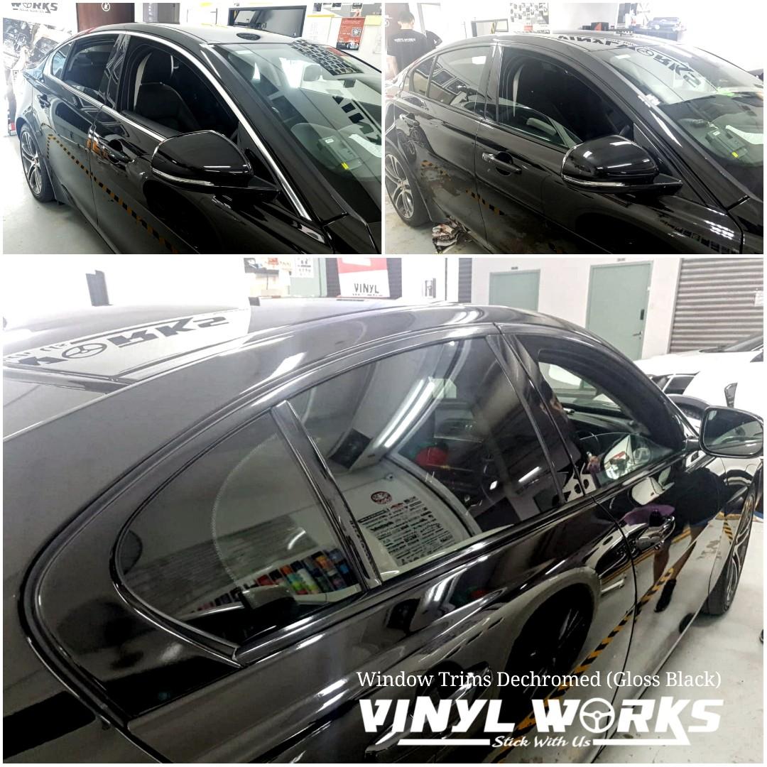 Gloss Black Vinyl Sticker Wrap Dechrome Window Trims, Car Accessories ...