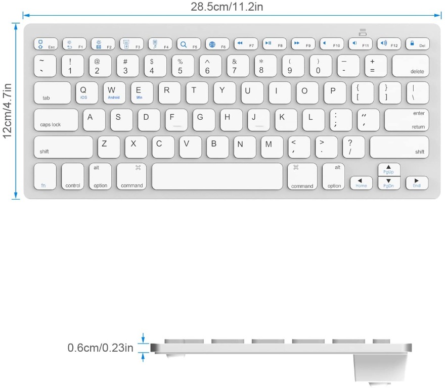 L222 JETech 2156 Universal Bluetooth Wireless Keyboard, White ...
