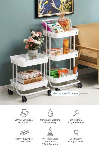 [ no stock ]Three - Storey mobile Trolly kitchen Rack [ IKEA Inspired ...