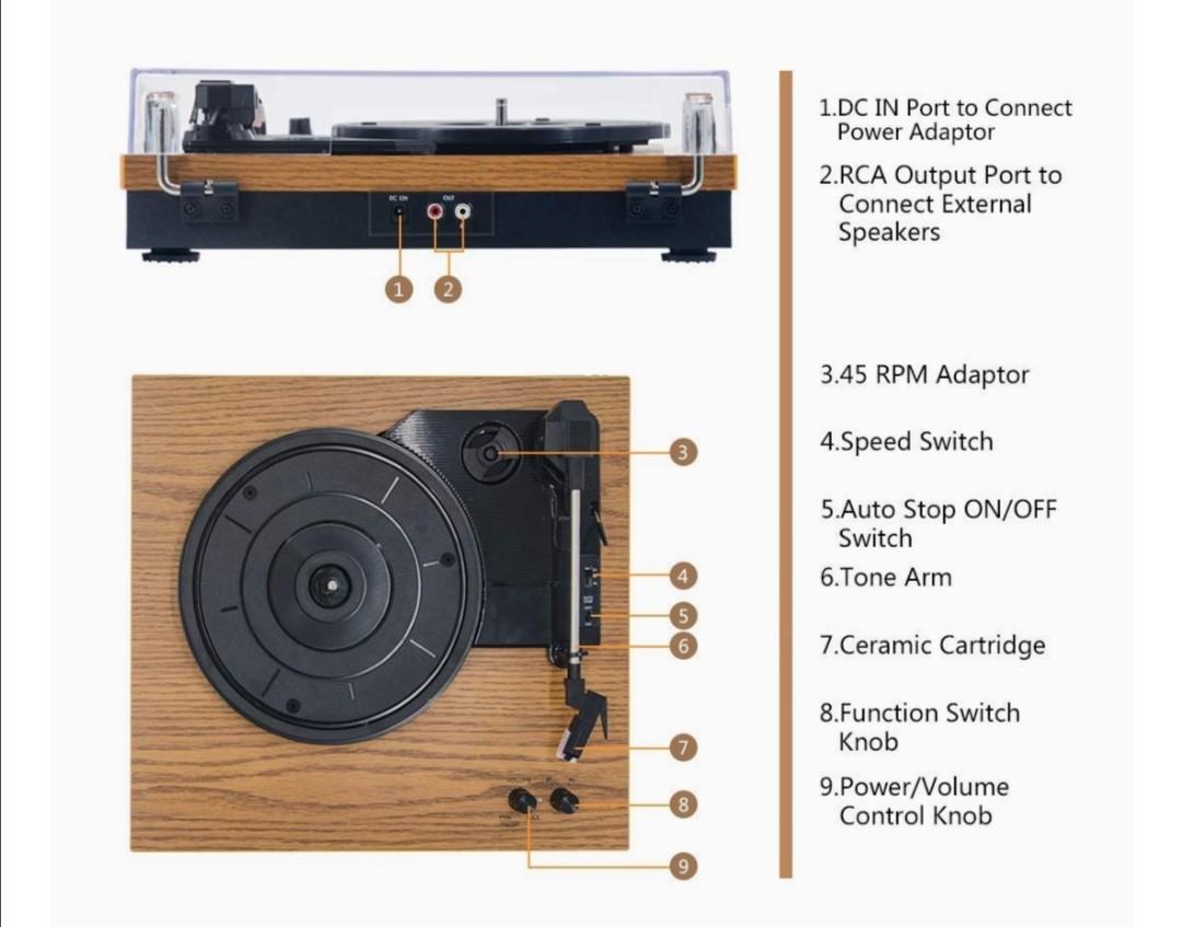 LP and No.1 Retro Vintage Style Wooden Turntable Plaka Record Vinyl ...