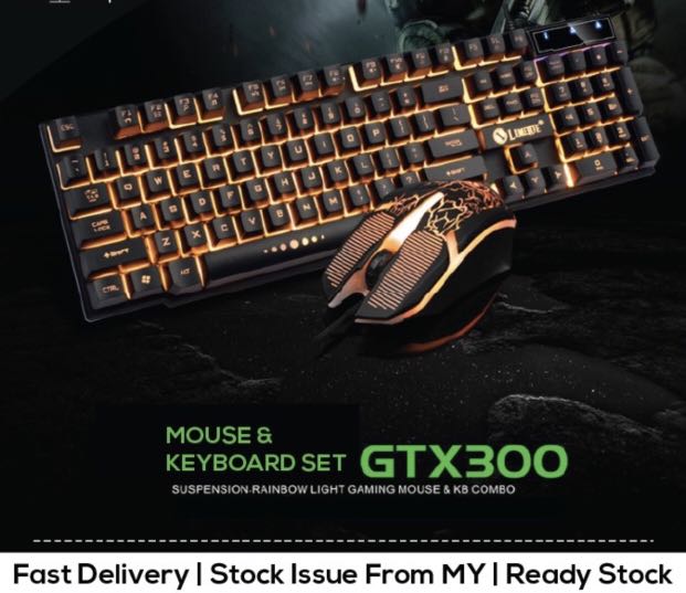 [MALAYSIA READY STOCK] GTX300 Gaming Keyboard & Mouse Set Combo Limeide ...