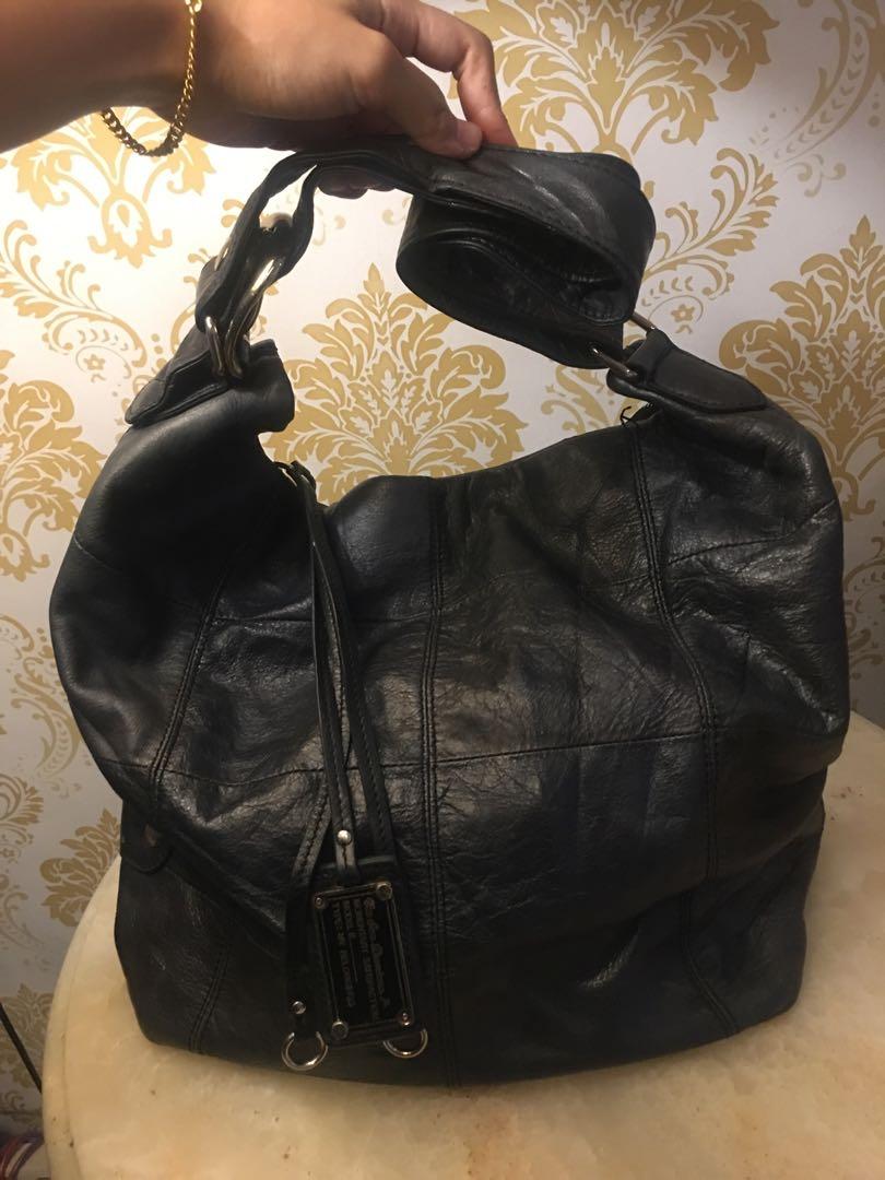 Tas Kulit Asli Hijau Botol, Fesyen Wanita, Tas & Dompet di Carousell