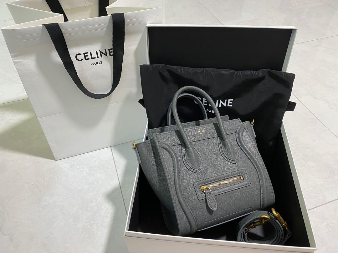 Celine Nano Luggage in Drummed Calfskin Kohl, Luxury, Bags & Wallets on Carousell