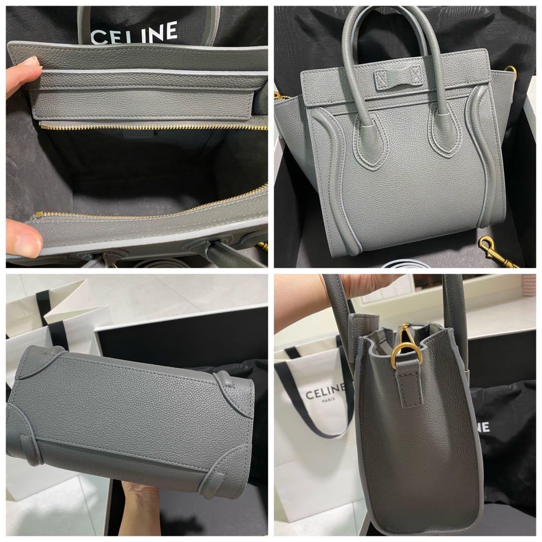 Celine Nano Luggage in Drummed Calfskin Kohl, Luxury, Bags & Wallets on Carousell