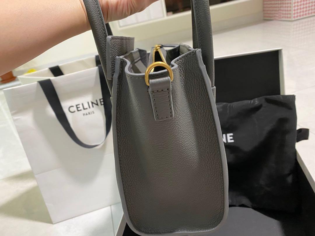 Celine Nano Luggage in Drummed Calfskin Kohl, Luxury, Bags & Wallets on Carousell