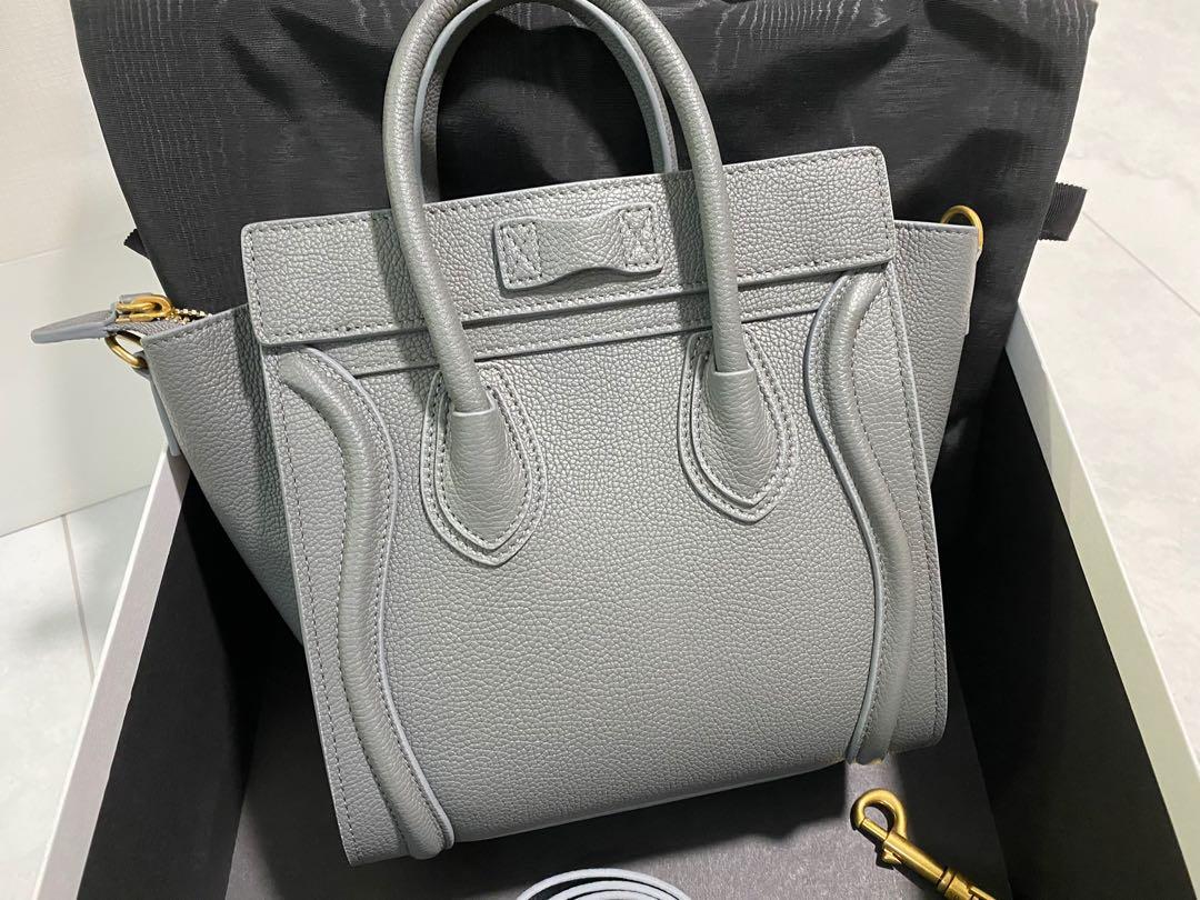 Celine Nano Luggage in Drummed Calfskin Kohl, Luxury, Bags & Wallets on Carousell
