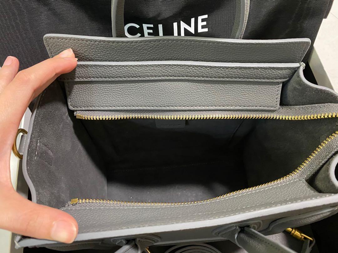 Celine Nano Luggage in Drummed Calfskin Kohl, Luxury, Bags & Wallets on Carousell