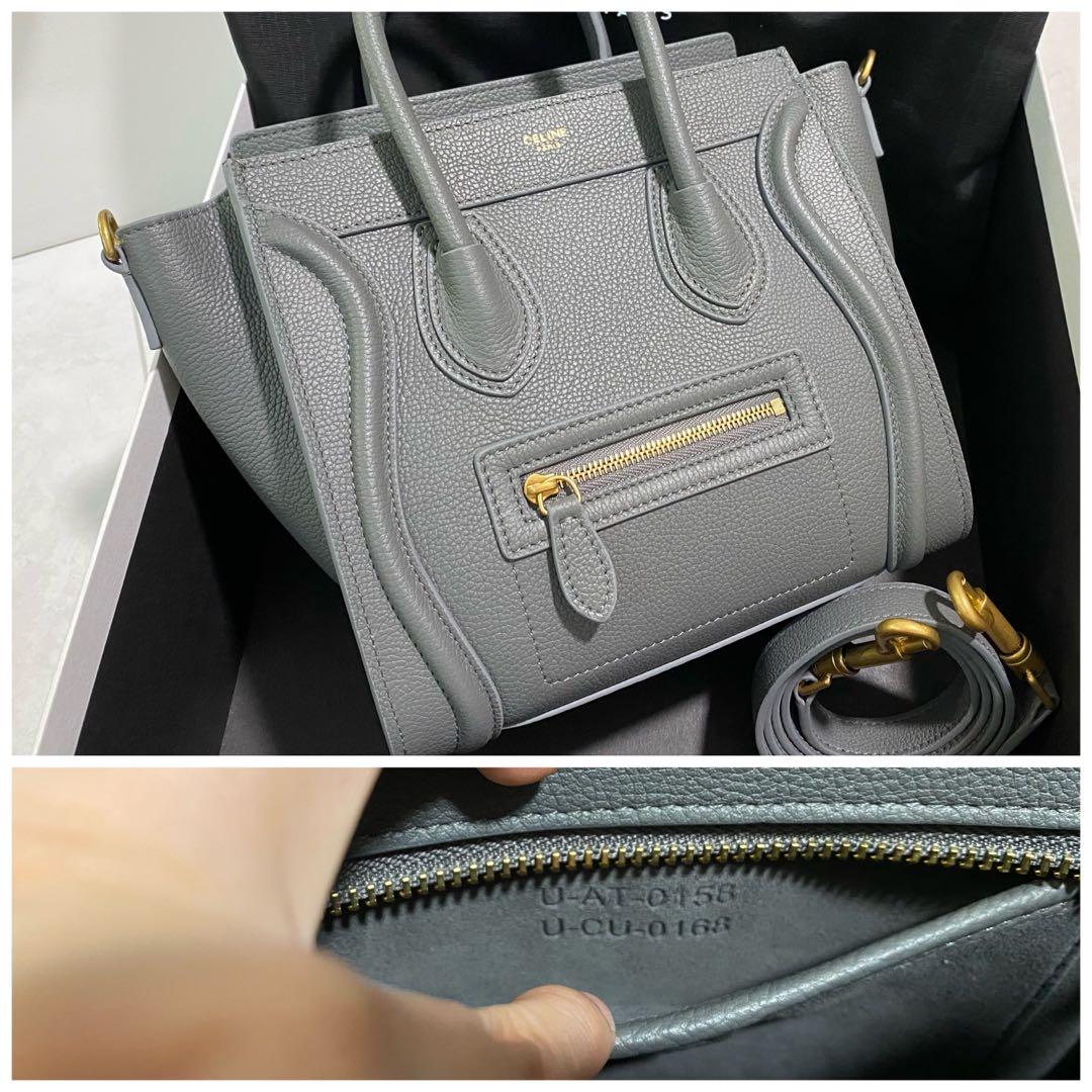 Celine Nano Luggage in Drummed Calfskin Kohl, Luxury, Bags & Wallets on Carousell