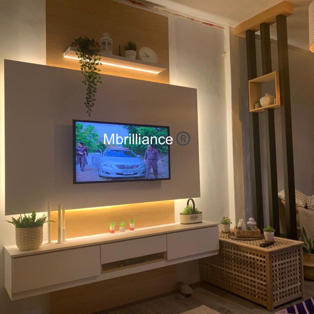 Full height tv console feature wall custom made, Furniture & Home ...