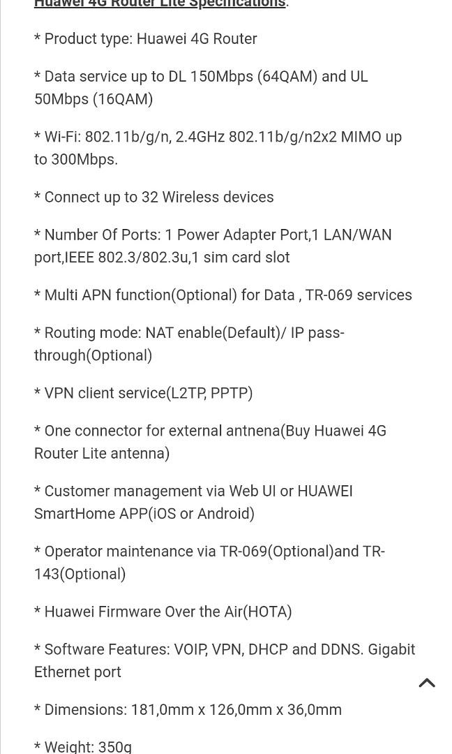 Huawei 4G Router Lite, Computers & Tech, Parts & Accessories ...