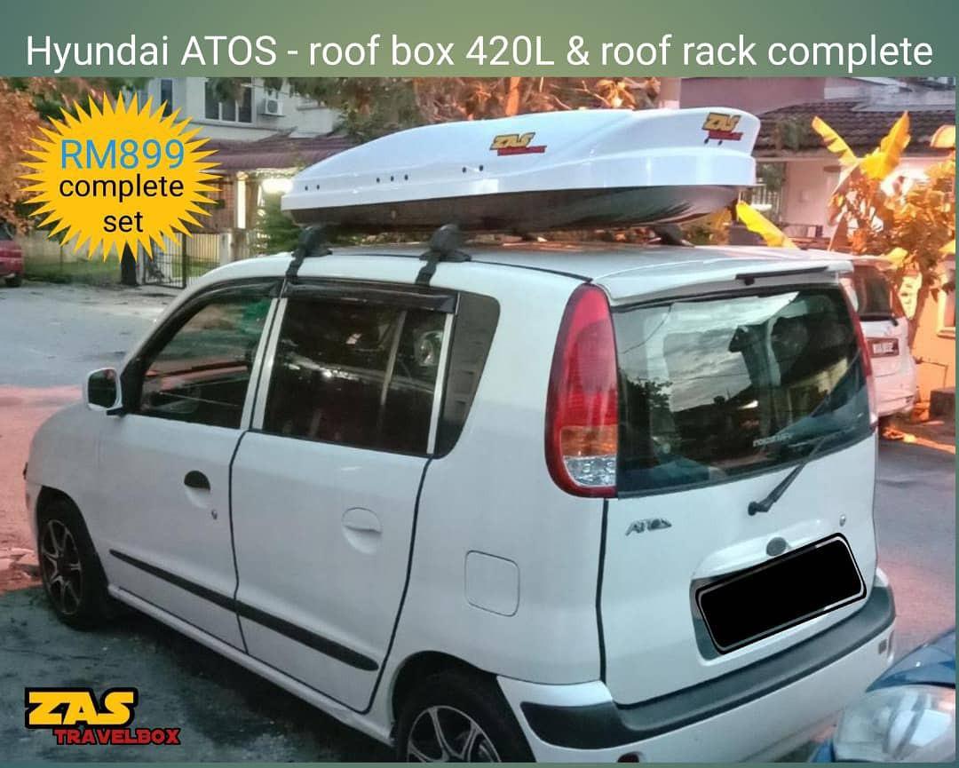 Hyundai ATOS roof box cargo 420L & roof rack, Auto Accessories on Carousell