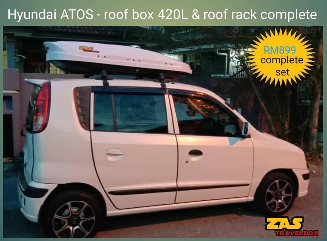 Hyundai ATOS roof box cargo 420L & roof rack, Auto Accessories on Carousell