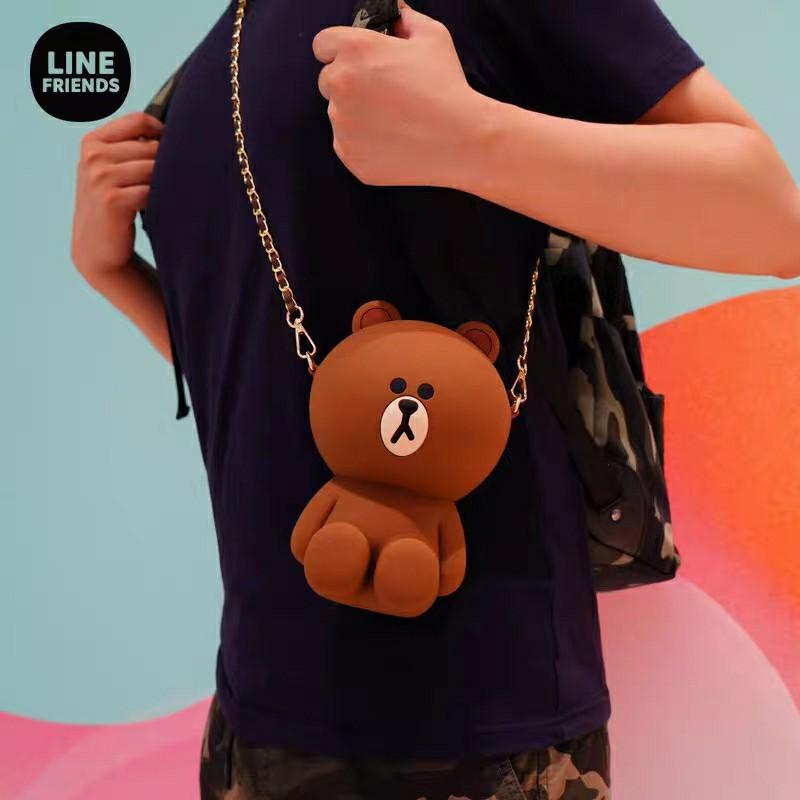Line Friends 3D Sling Bag Brown Cony, Everything Else on Carousell