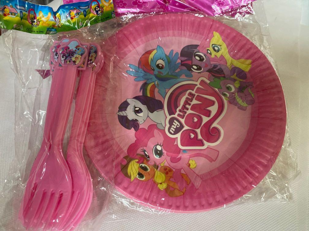 My little pony disposal plate and fork, Everything Else on Carousell