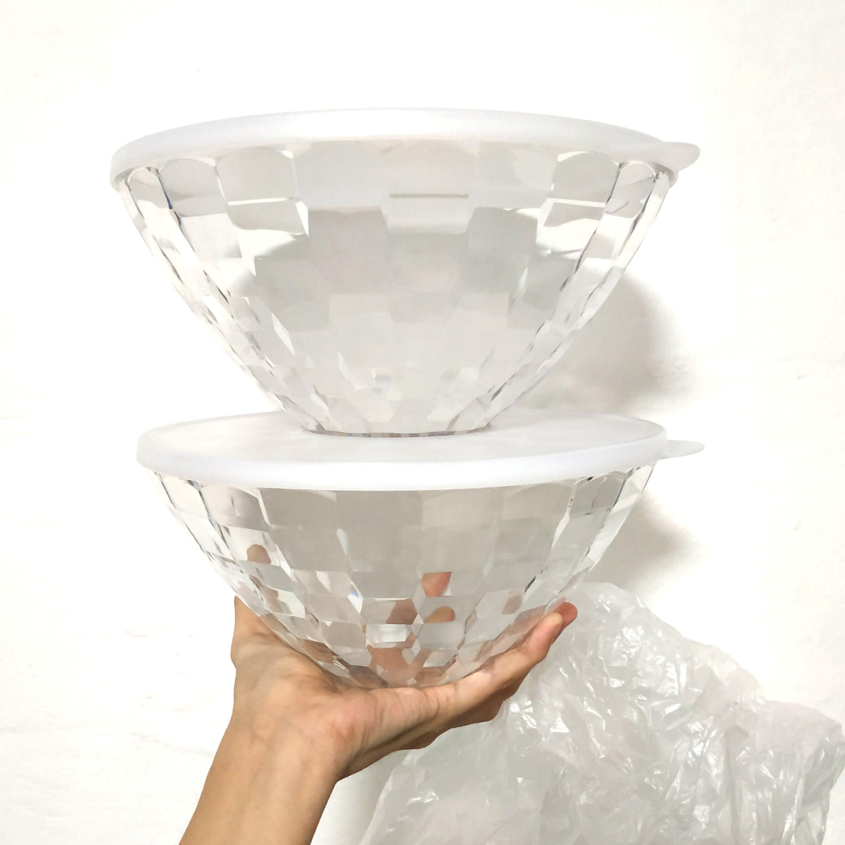 Tupperware 2L Elegant Crystal Clear Ice Prism Serving Bowl Container ...