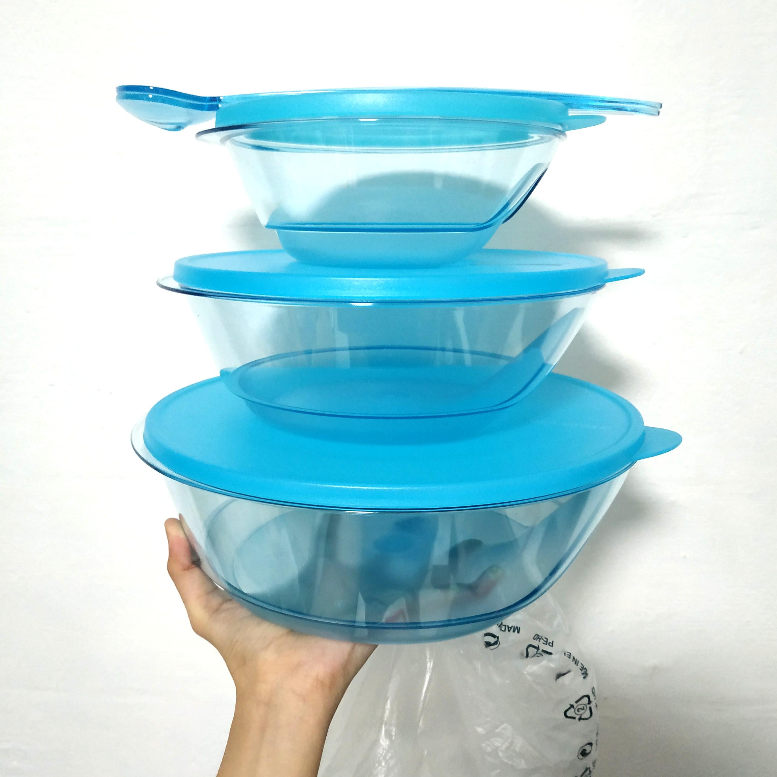 Tupperware Crystal Clear Festive Bowl Containers Set of 3 with Ladles ...