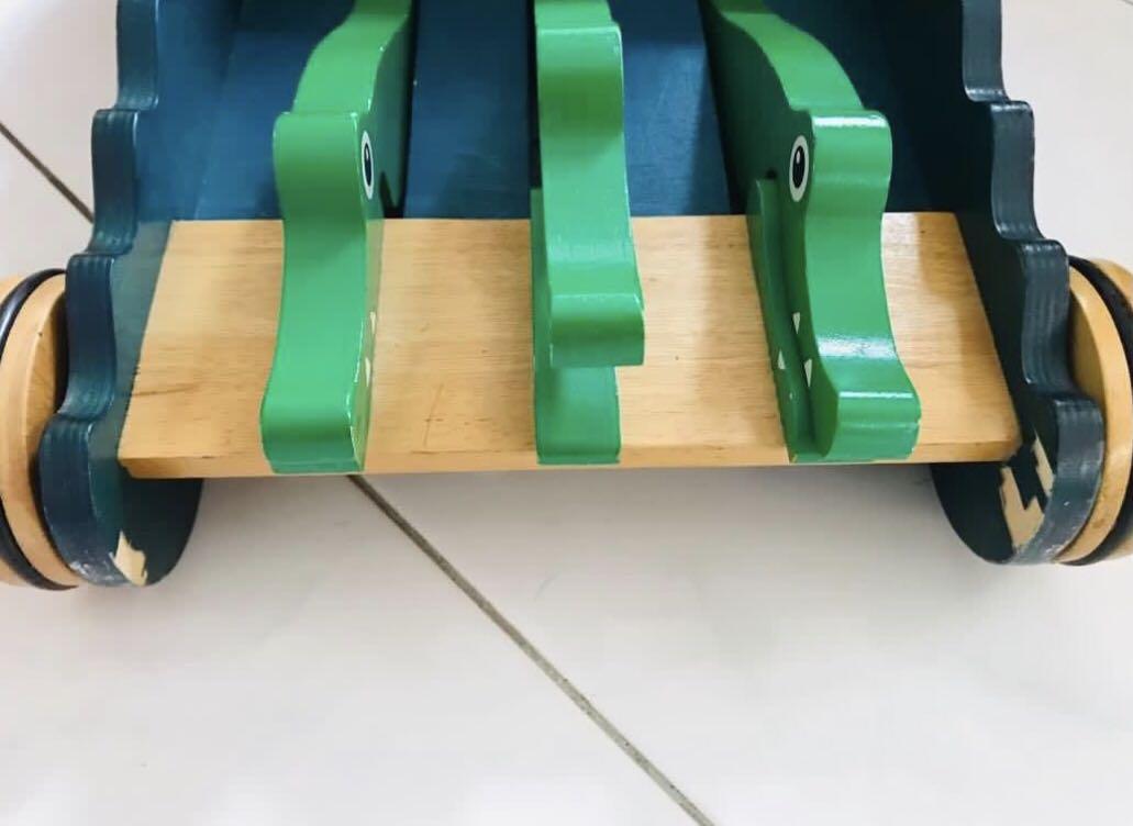 Deluxe Chomp and Clack Alligator Wooden Push Toy and Activity Walker ...