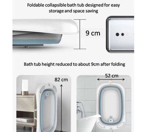 Foldable Baby Bath Tub with Bath Net Bath Cushion Thermometer Tab Mandi ...