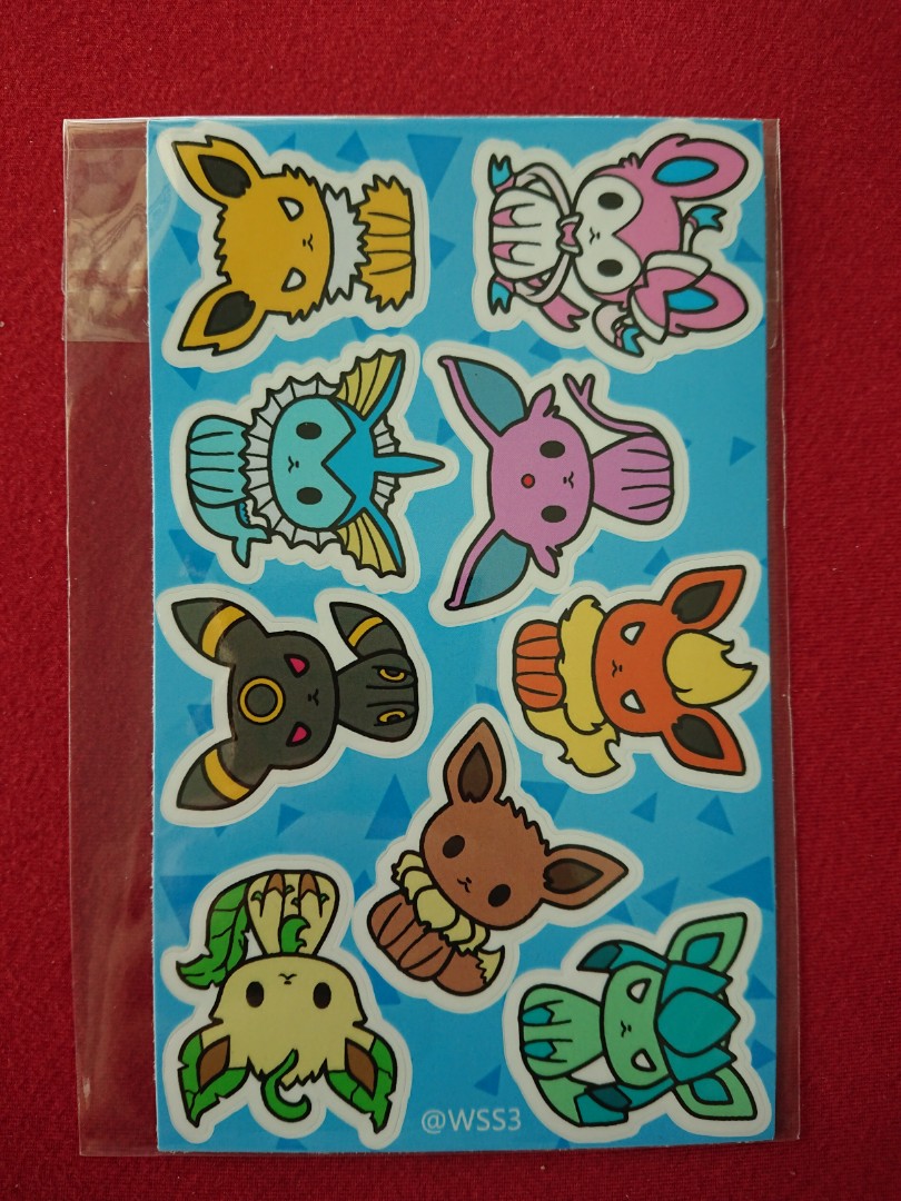 Water proof Vinyl Pokemon Chibi Sticker Sheets plus eevvee gengar and ...