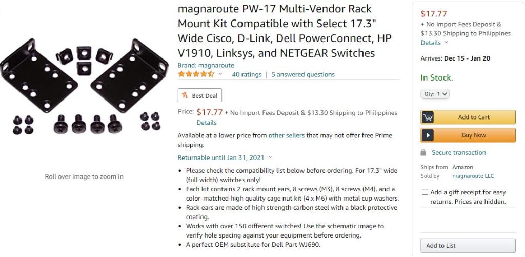 Universal Rack Mount Kit Bracket Switches Routers CCTV Audio, Computers ...