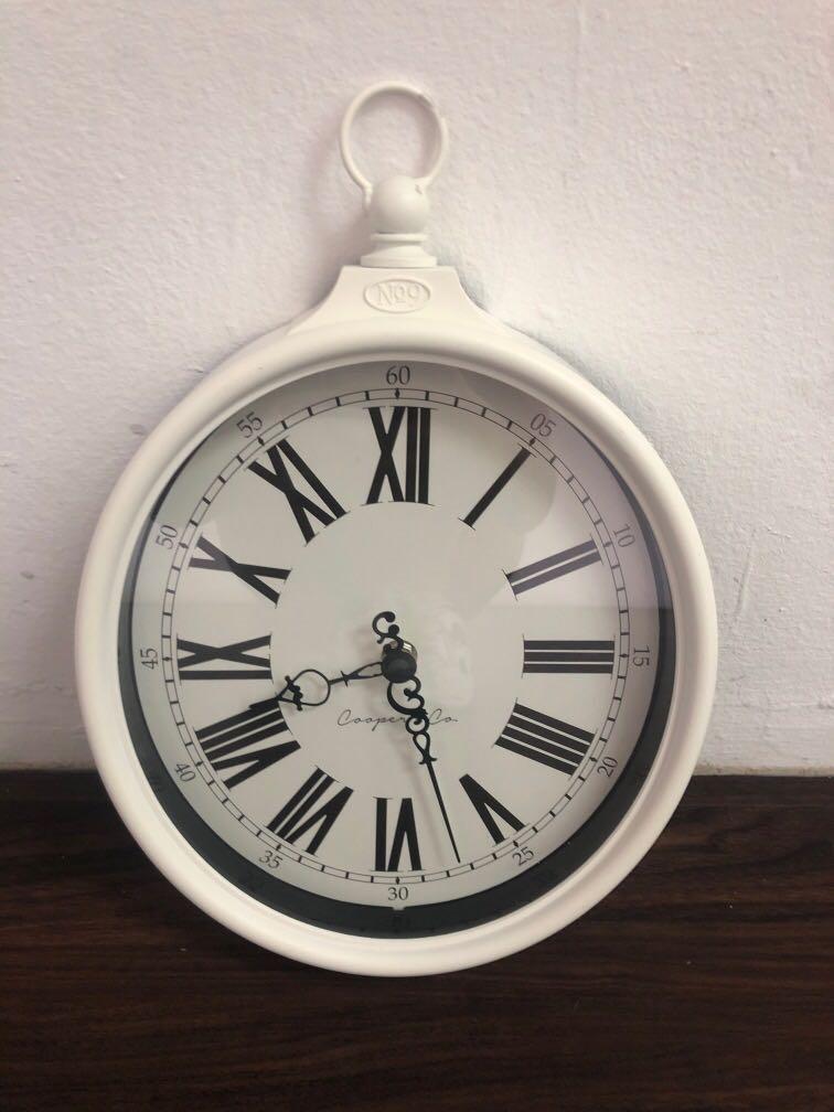 Vintage white Clock, Furniture & Home Living, Home Decor, Wall Decor on ...
