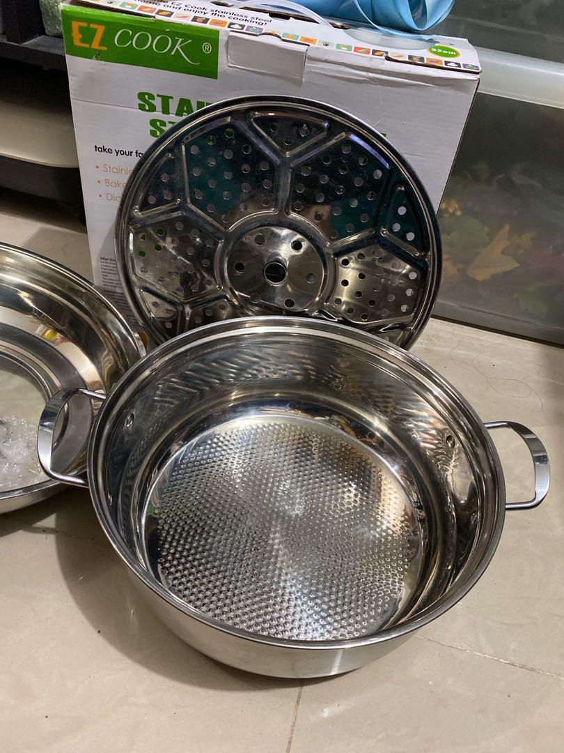 EZ Cook Stainless Steel Steam Hot Pot 32cm蒸氣鍋, 傢俬＆家居, 廚具和餐具, 炊具及配件 - Carousell