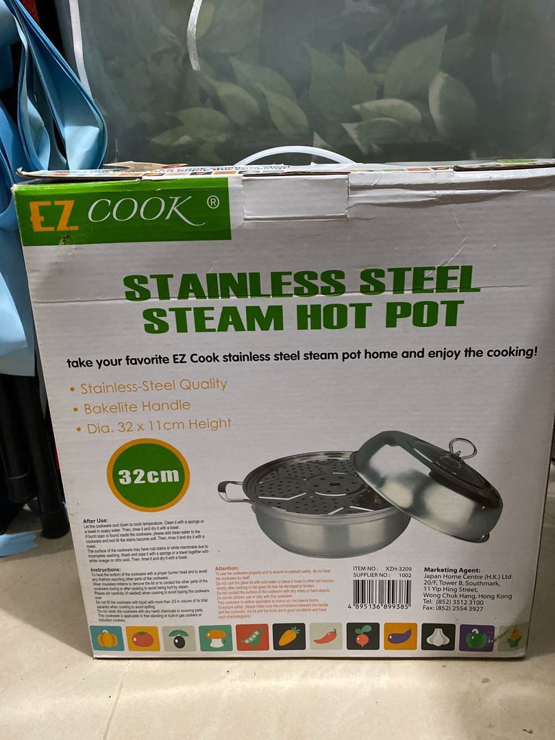 EZ Cook Stainless Steel Steam Hot Pot 32cm蒸氣鍋, 傢俬＆家居, 廚具和餐具, 炊具及配件 ...