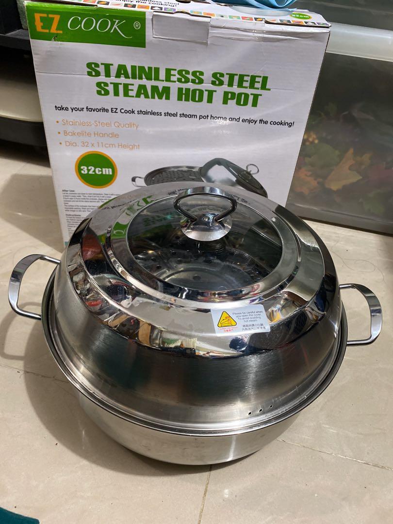 EZ Cook Stainless Steel Steam Hot Pot 32cm蒸氣鍋, 傢俬＆家居, 廚具和餐具, 炊具及配件 ...