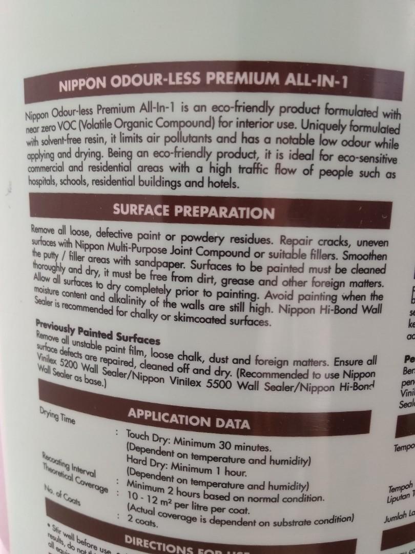Nippon Paint - Odourless All in one - 5L, Furniture & Home Living ...