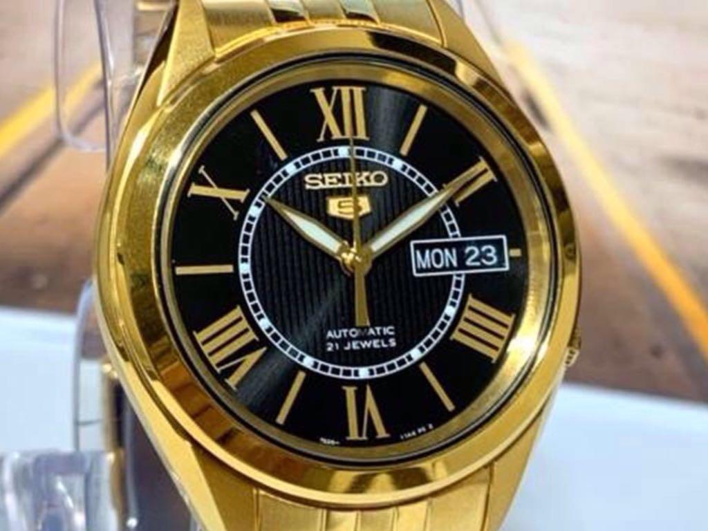 Seiko 5 SNKL40 Gold Tone Automatic Watch SNKL40K1 Brand New, Men's ...