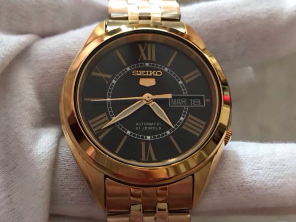 Seiko 5 SNKL40 Gold Tone Automatic Watch SNKL40K1 Brand New, Men's ...