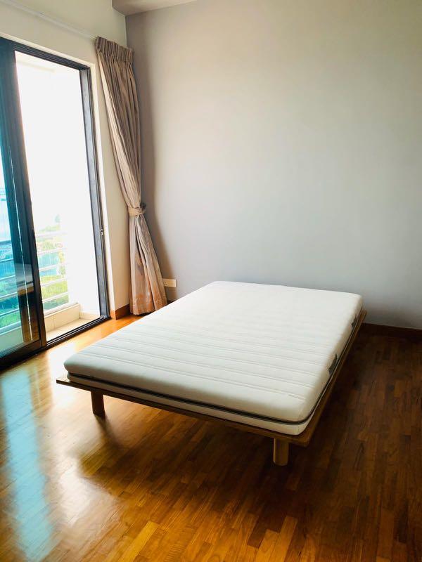 MUJI bed frame oak wood 147 x 202 cm, Furniture & Home Living ...