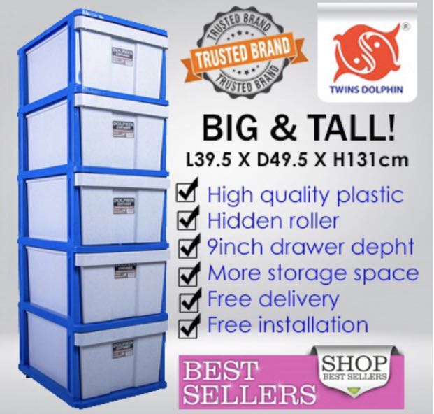 Dolphin Drawer Container 5 Tier, Furniture & Home Living, Home ...