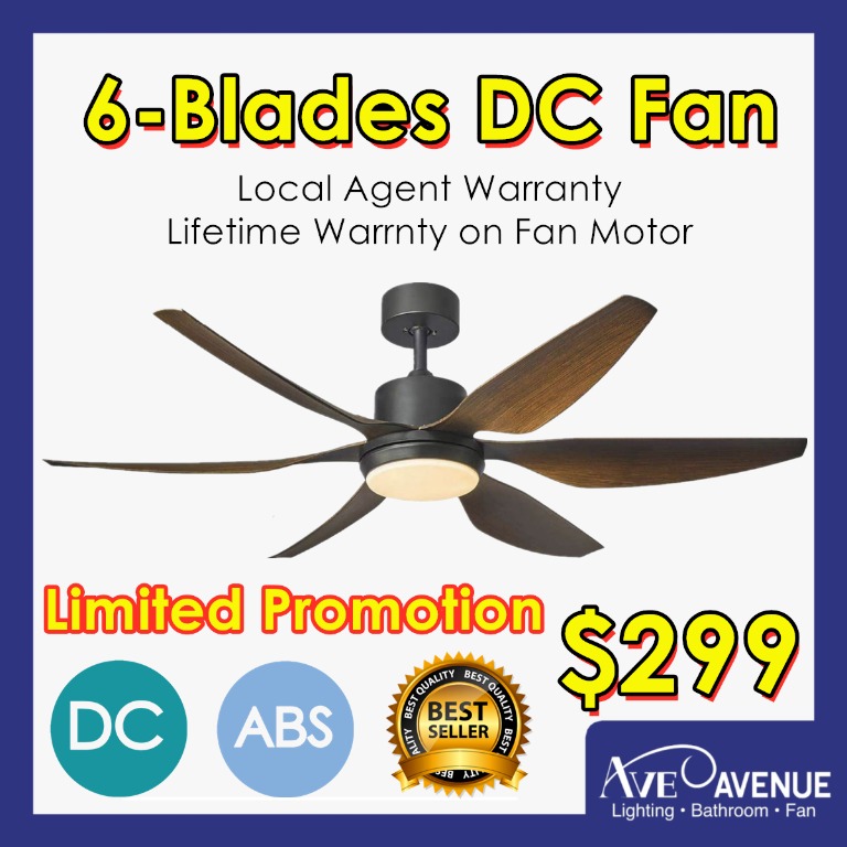 Fanco Heli 6-Blades DC Ceiling Fan with Remote Control and LED 3-Tone ...