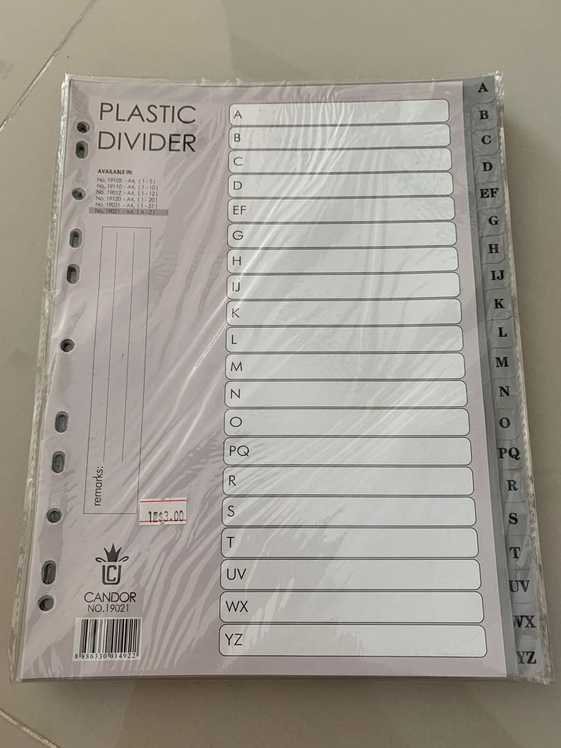 Candor Plastic Divider A to Z, Hobbies & Toys, Stationery & Craft ...