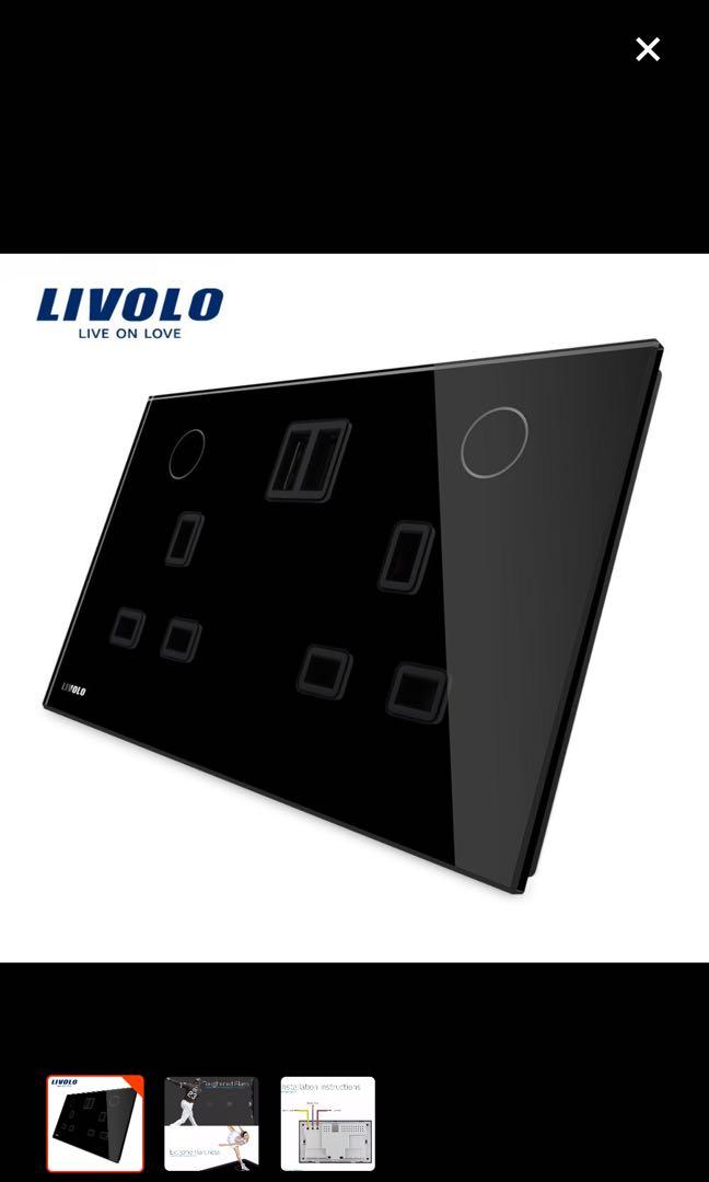 Livolo UK standard double pocket socket with 2USB., TV & Home ...