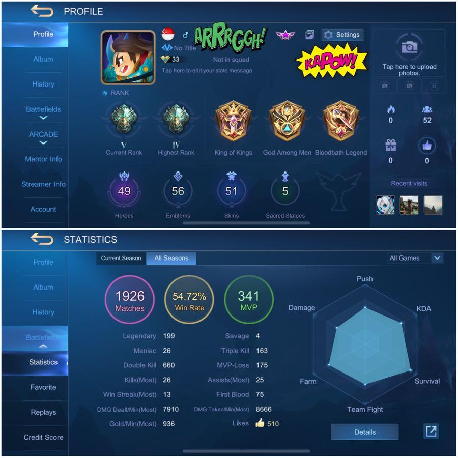 Mobile Legends Epic 5 Account , Video Gaming, Gaming Accessories, Game ...