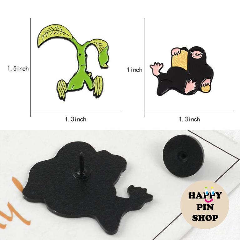 Bowtruckle & Niffler Enamel Pins (glitter pins, Fantastic Beasts, Harry ...