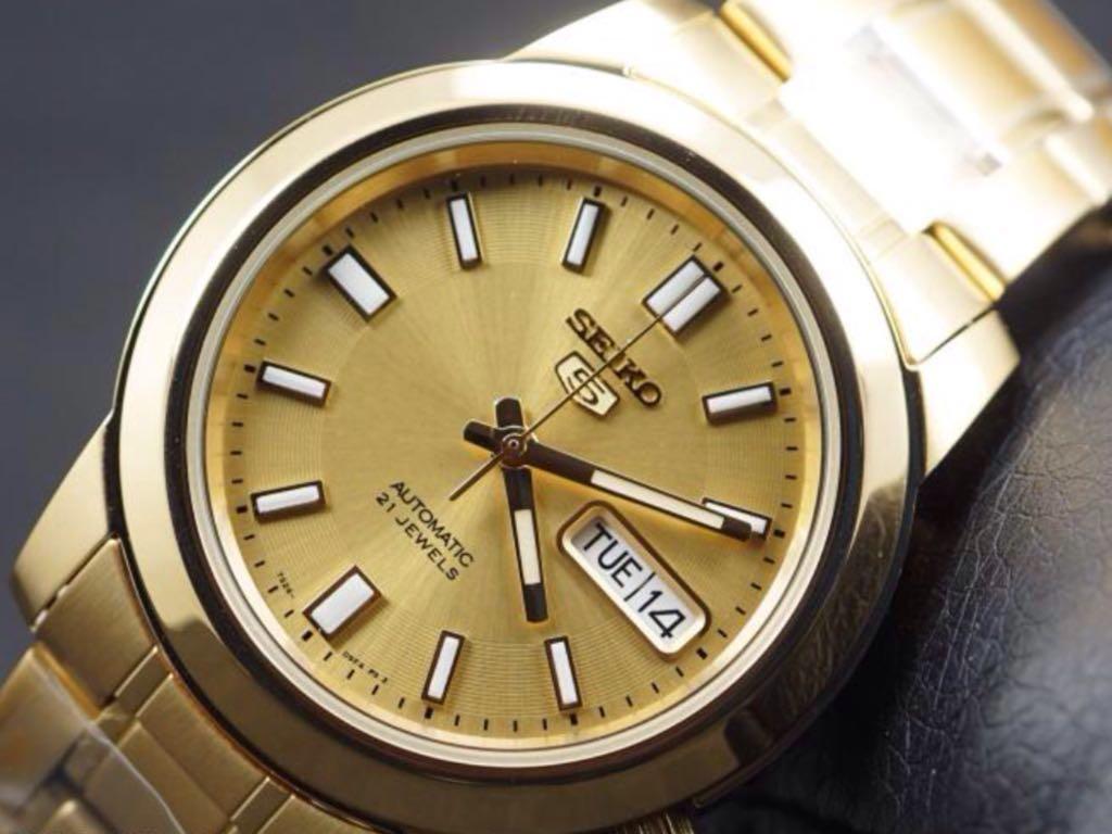Seiko 5 SNKK20 Gold Tone Automatic Watch SNKK20K1 Brand New, Men's ...