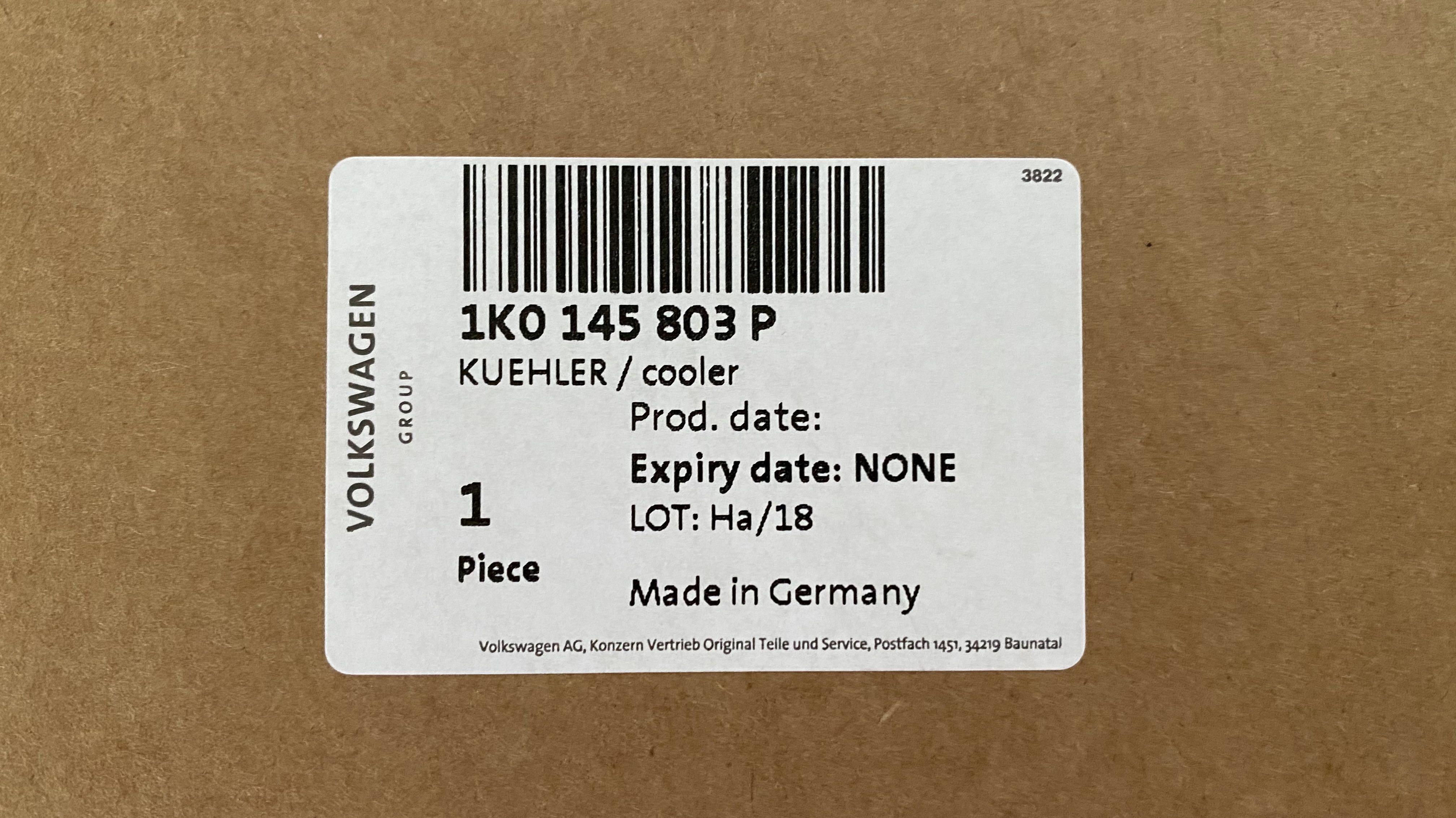 1K0145803P European S3 Intercooler Stage 2 Stage 3, Car Accessories ...