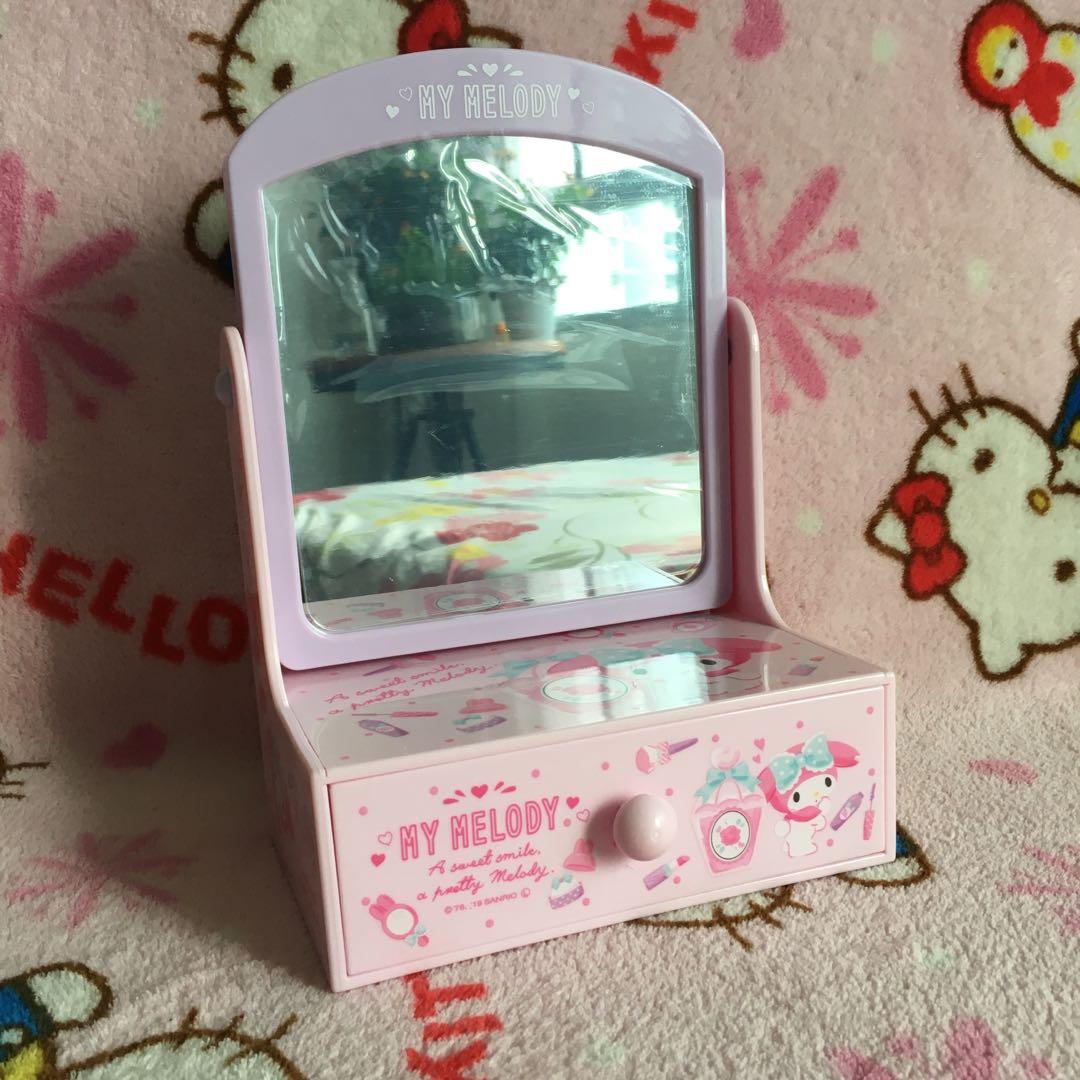 My Melody Table Mirror with Small Drawer, Furniture & Home Living ...