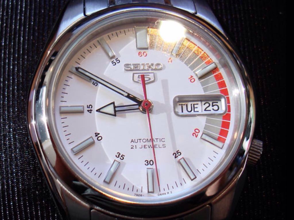 Seiko 5 SNK369 Automatic Steel Watch Speed Racer White SNK369K1 Brand ...
