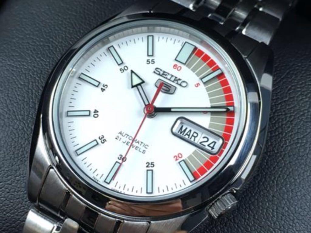 Seiko 5 SNK369 Automatic Steel Watch Speed Racer White SNK369K1 Brand ...