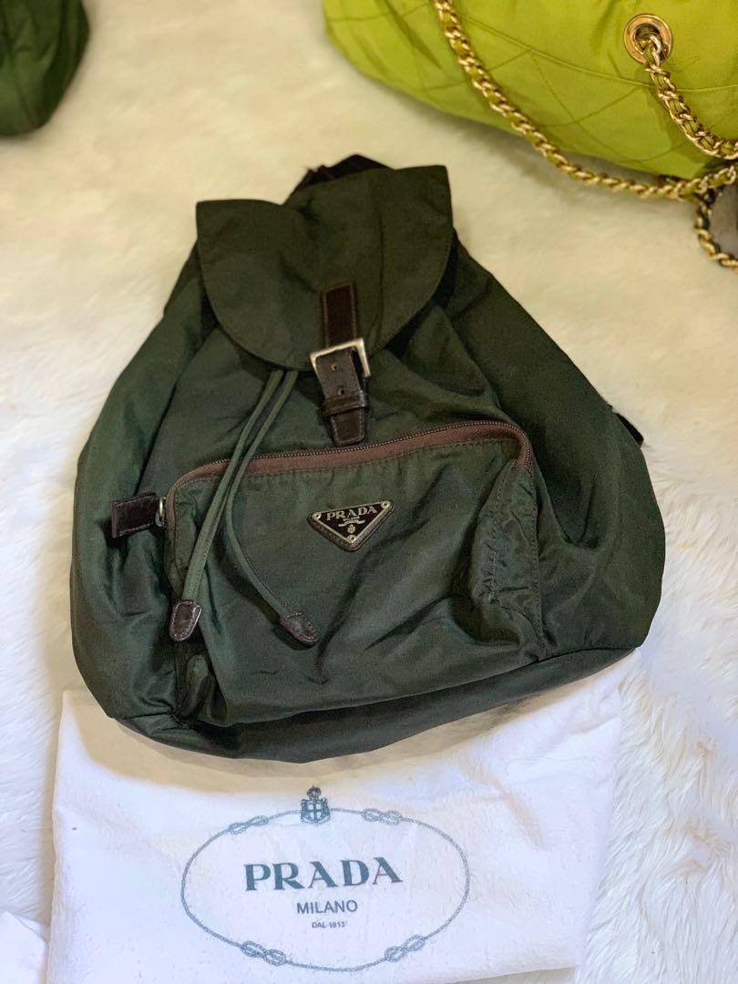 Authentic Prada Nylon Army Green Backpack, Luxury, Bags & Wallets on ...