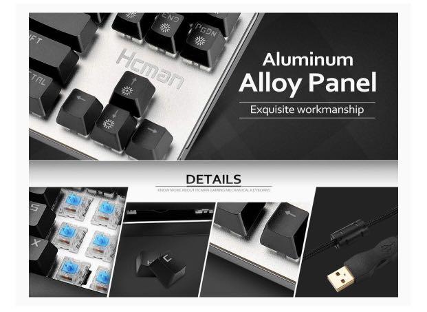 {26} Hcman H01 - Mechanical Gaming Keyboard LED 87 Keys, Computers ...